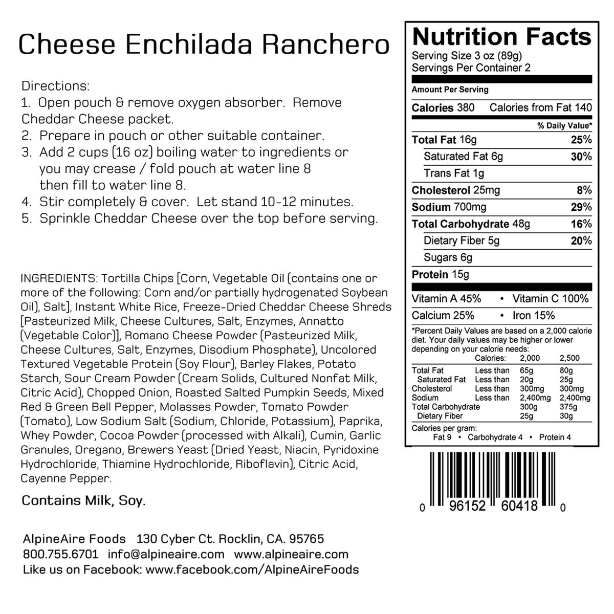 AlpineAire Cheese Enchilada Ranchero - Hike & Camp