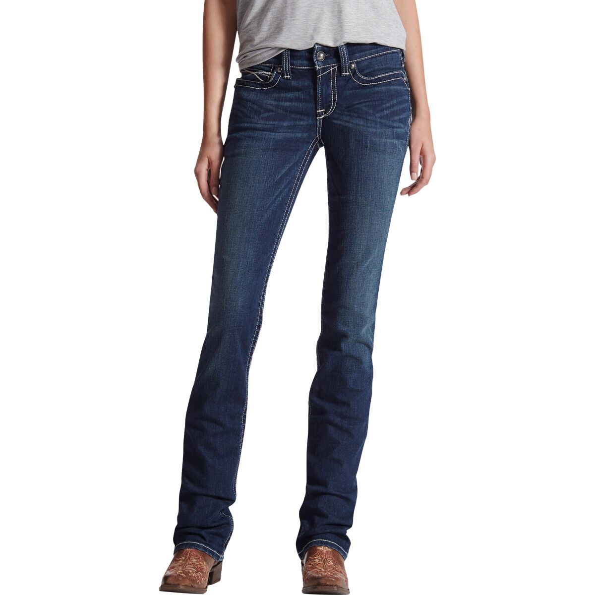 Ariat REAL MidRise Stretch Icon Stackable Straight Jean - Women's ...