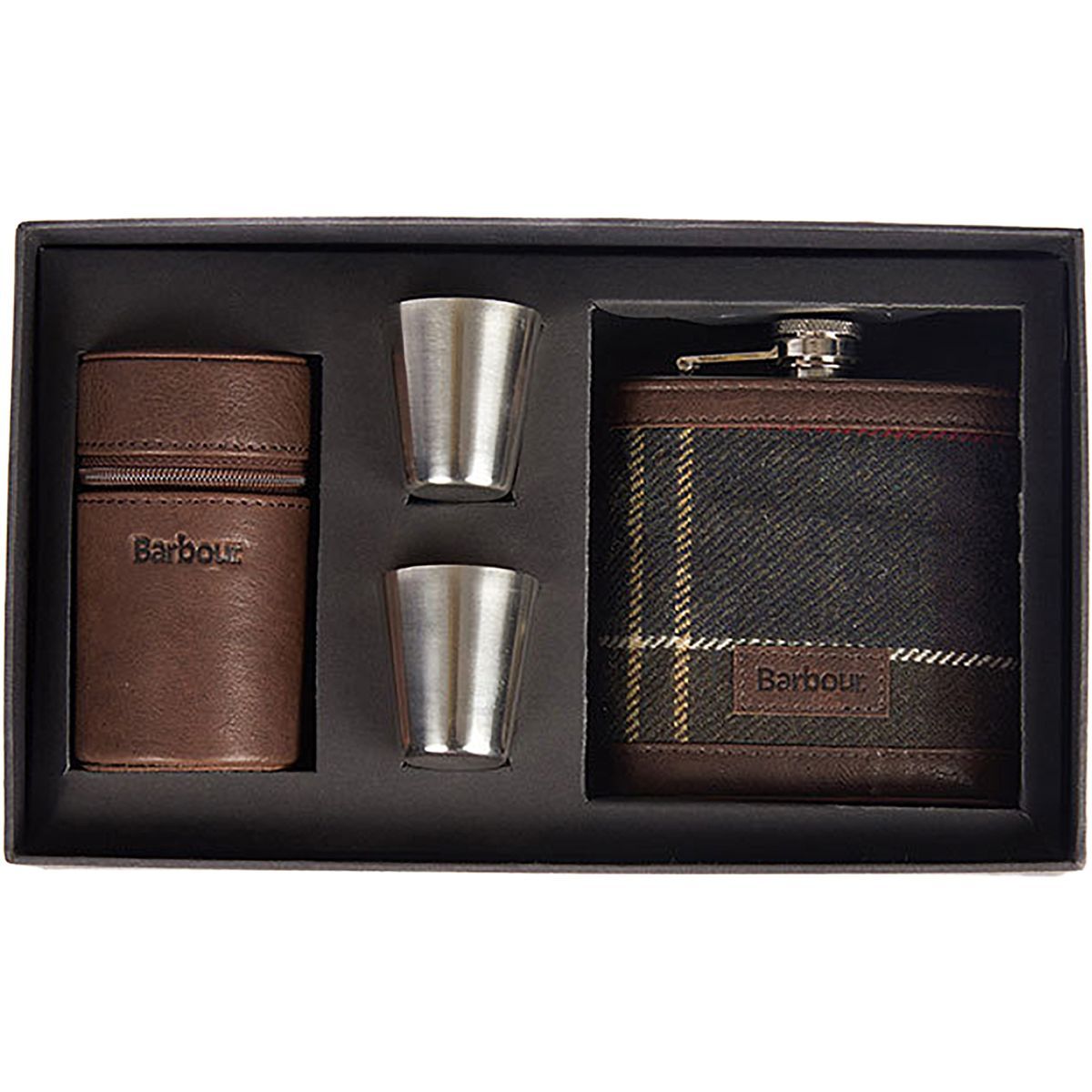 Barbour Tartan Hip Flask and Cups - Hike & Camp