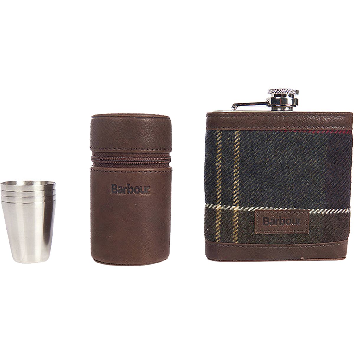 Barbour Tartan Hip Flask and Cups - Hike & Camp