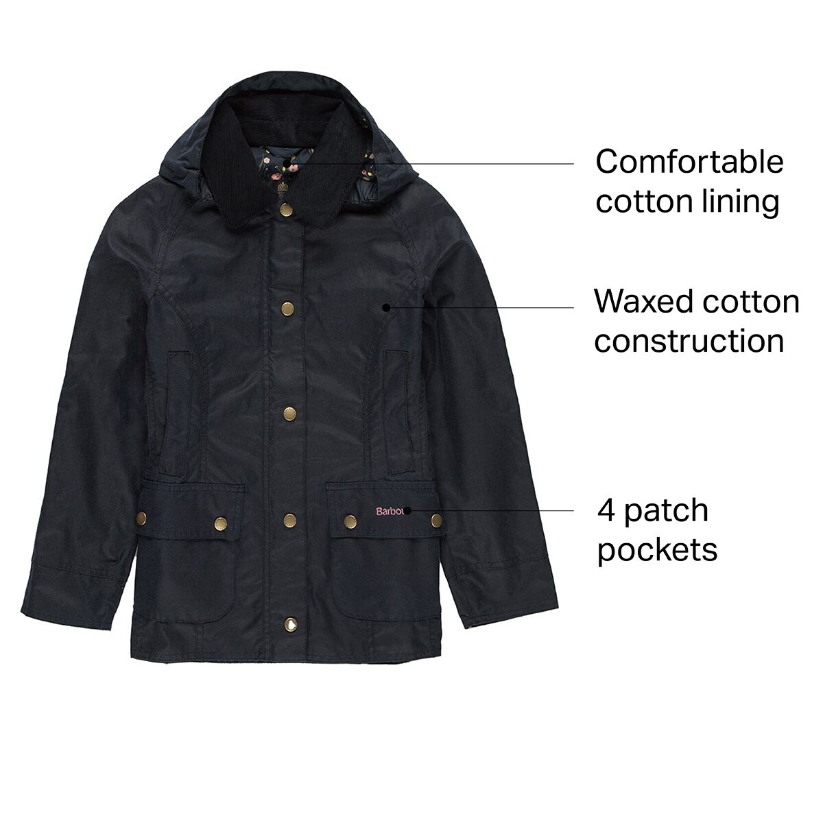 Barbour Hooded Beadnell Wax Jacket - Girls' - Kids