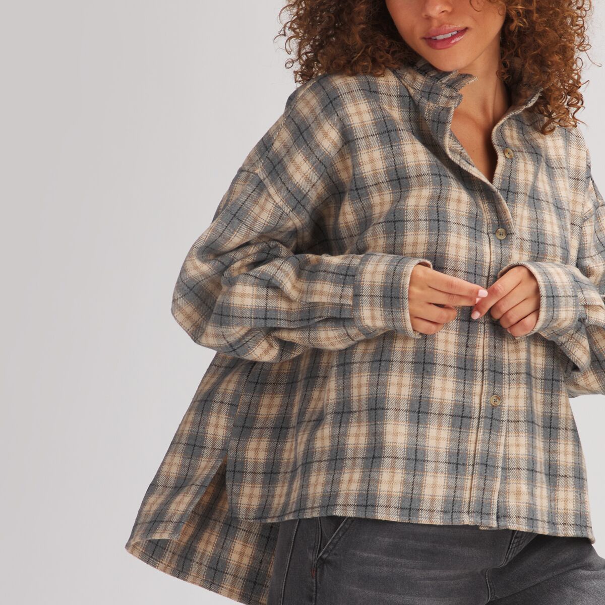 Basin and Range Ruffle Neck Plaid Shirt - Women's - Clothing