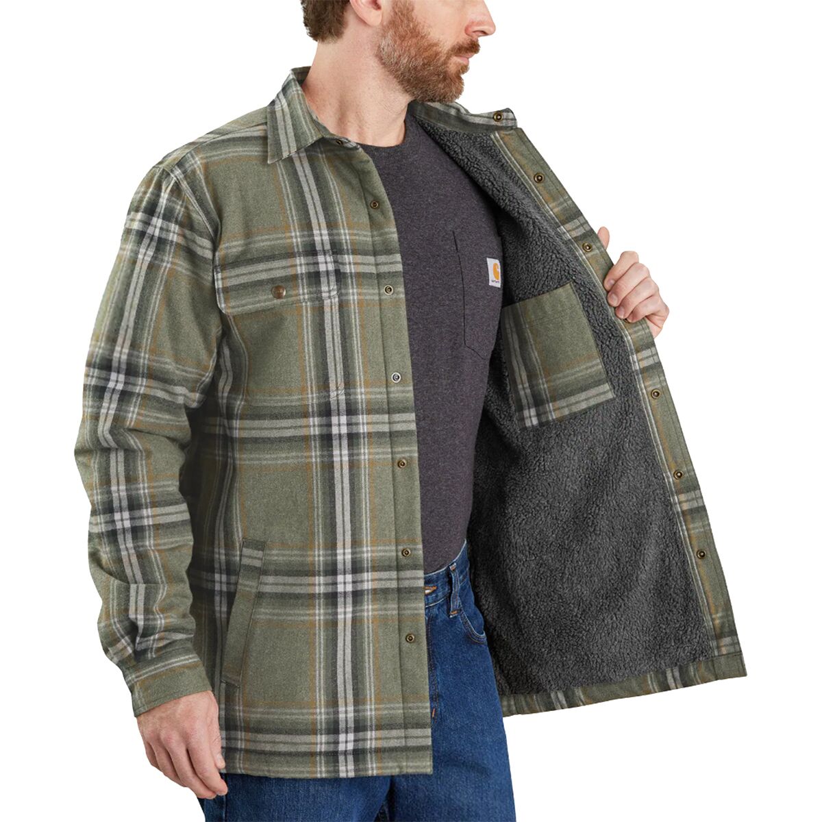 Carhartt Relaxed Fit Flannel Sherpa-Lined Shirt Jacket - Men's - Clothing