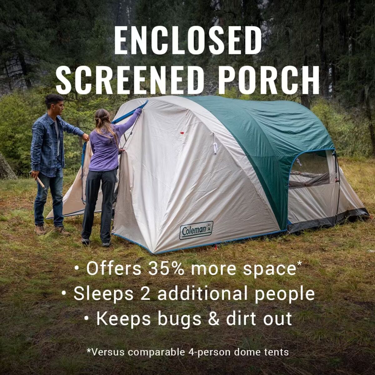 Coleman Screened Cabin Waterproof Tent: 6-Person 3-Season - Hike & Camp