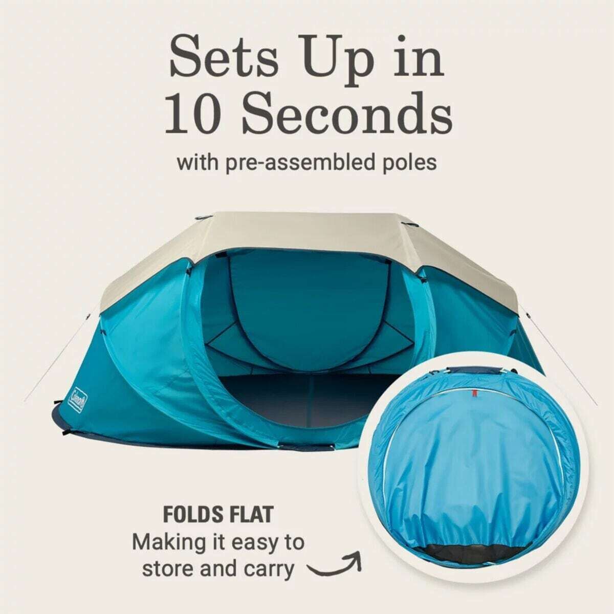 Coleman Camp Burst Pop Up Dark Room Tent: 4-Person 3-Season - Hike & Camp