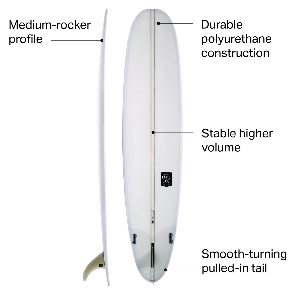 Creative Army Five Sugars PU Longboard Surfboard - Surf