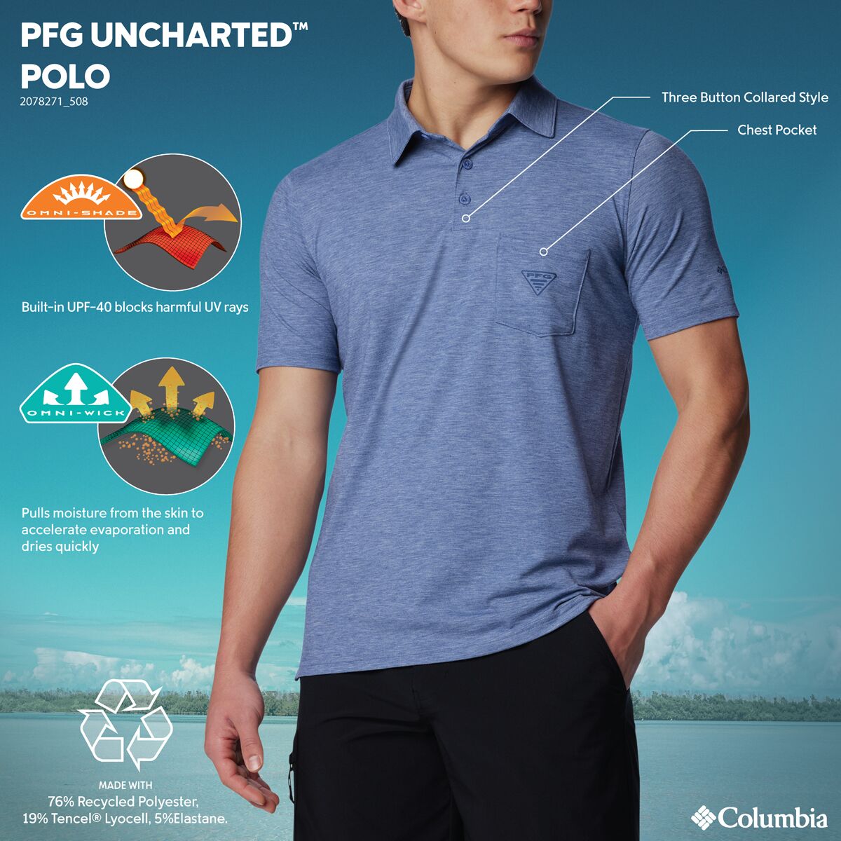 Columbia PFG Uncharted Polo - Men's - Clothing