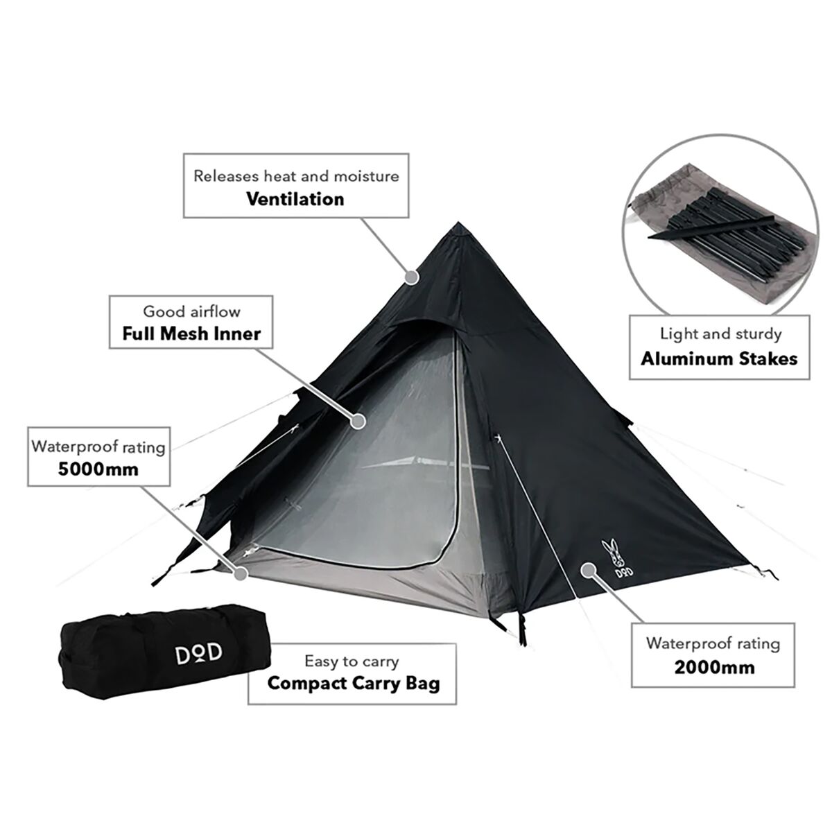 DOD Outdoors Ichi One Pole Tent: 3-Season - Hike & Camp