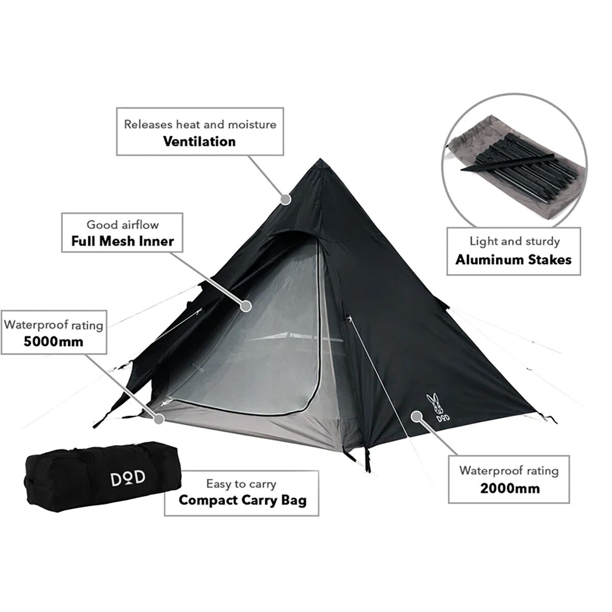 DOD Outdoors Ichi One Pole Tent: 3-Season - Hike & Camp