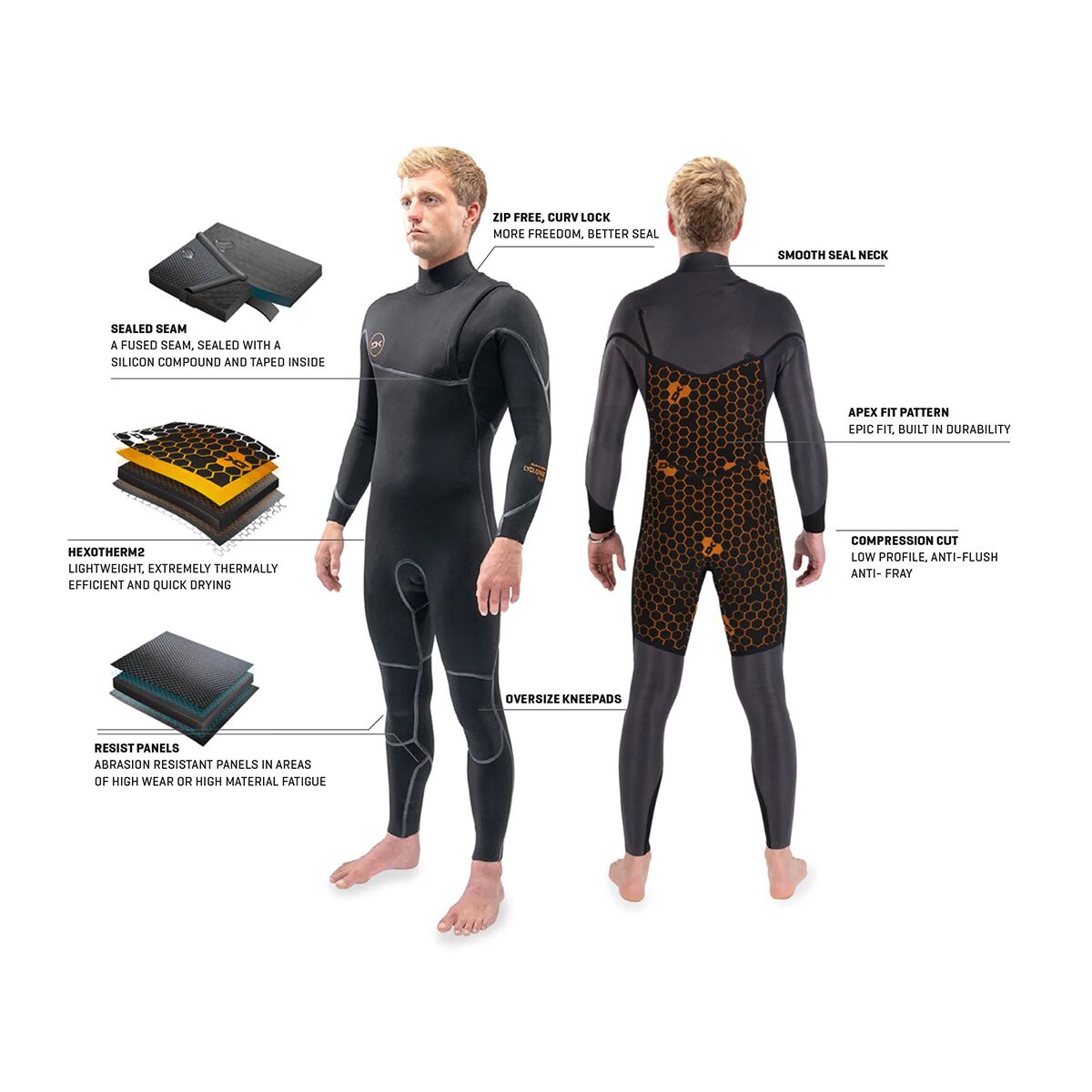 Dakine Wetsuits Cyclone 4/3mm Chest-Zip Full Wetsuit - Men's - Clothing