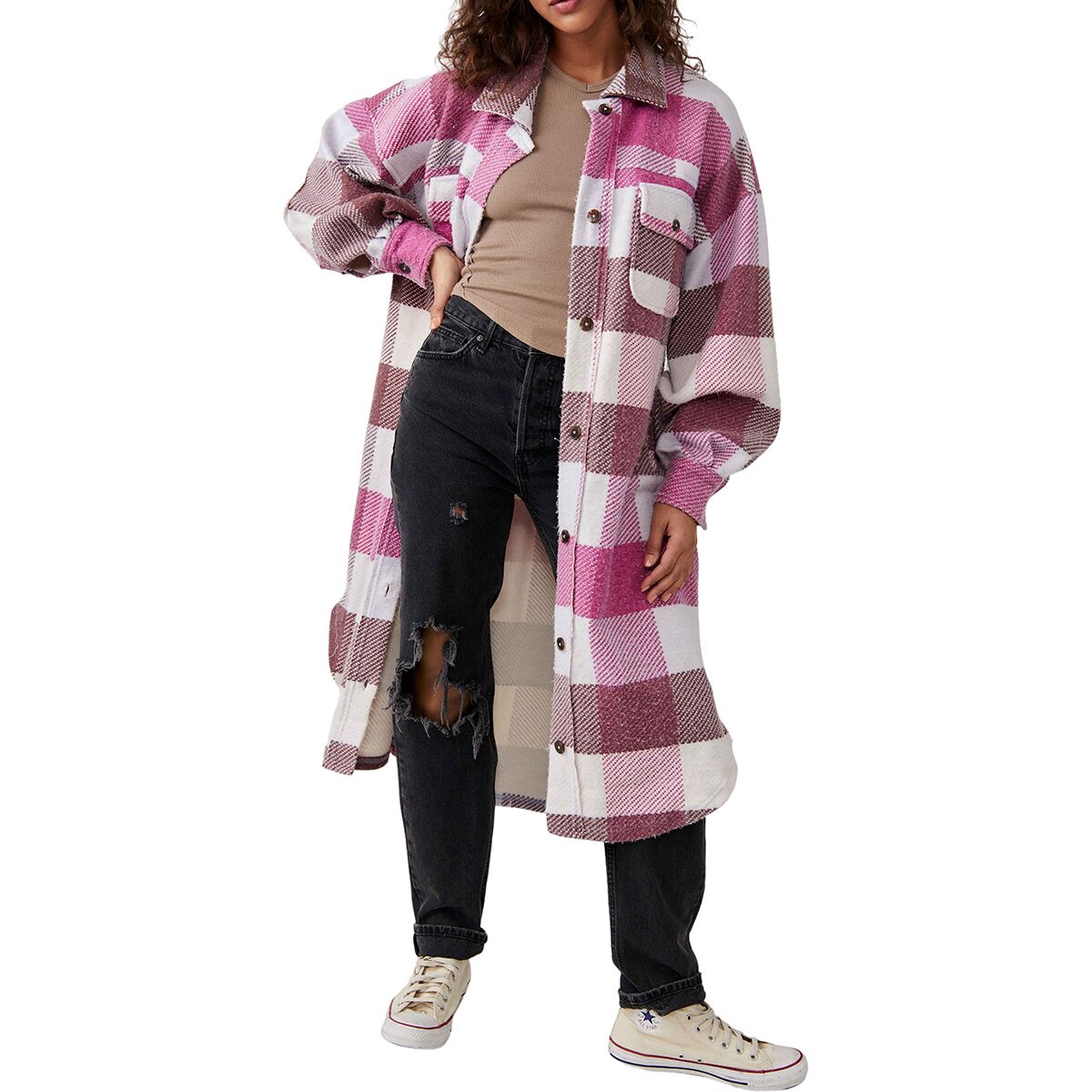 Free People Plaid Long Ruby Coat - Women's - Clothing