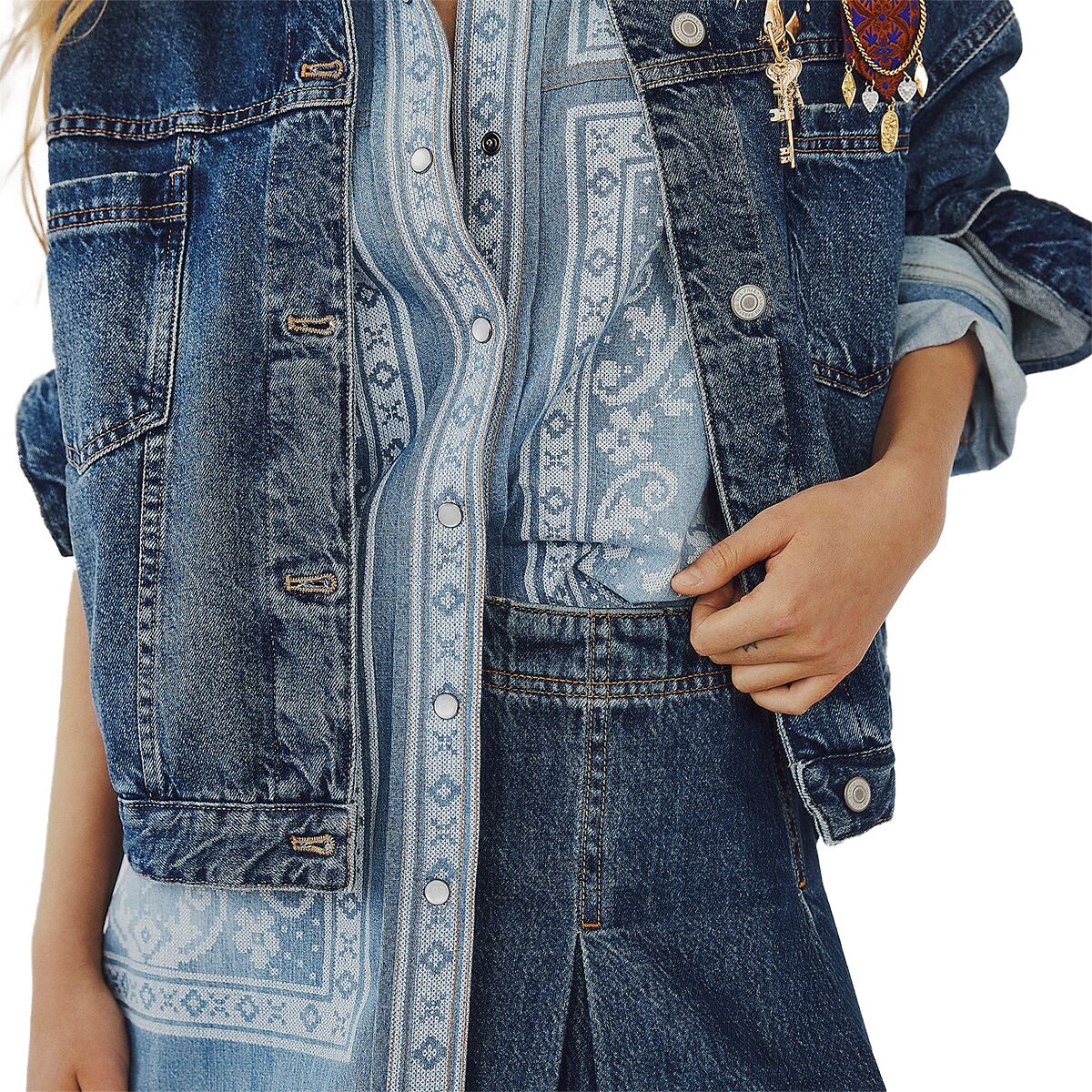 Free People Lace Embroidered Denim Shirt - Women's - Clothing