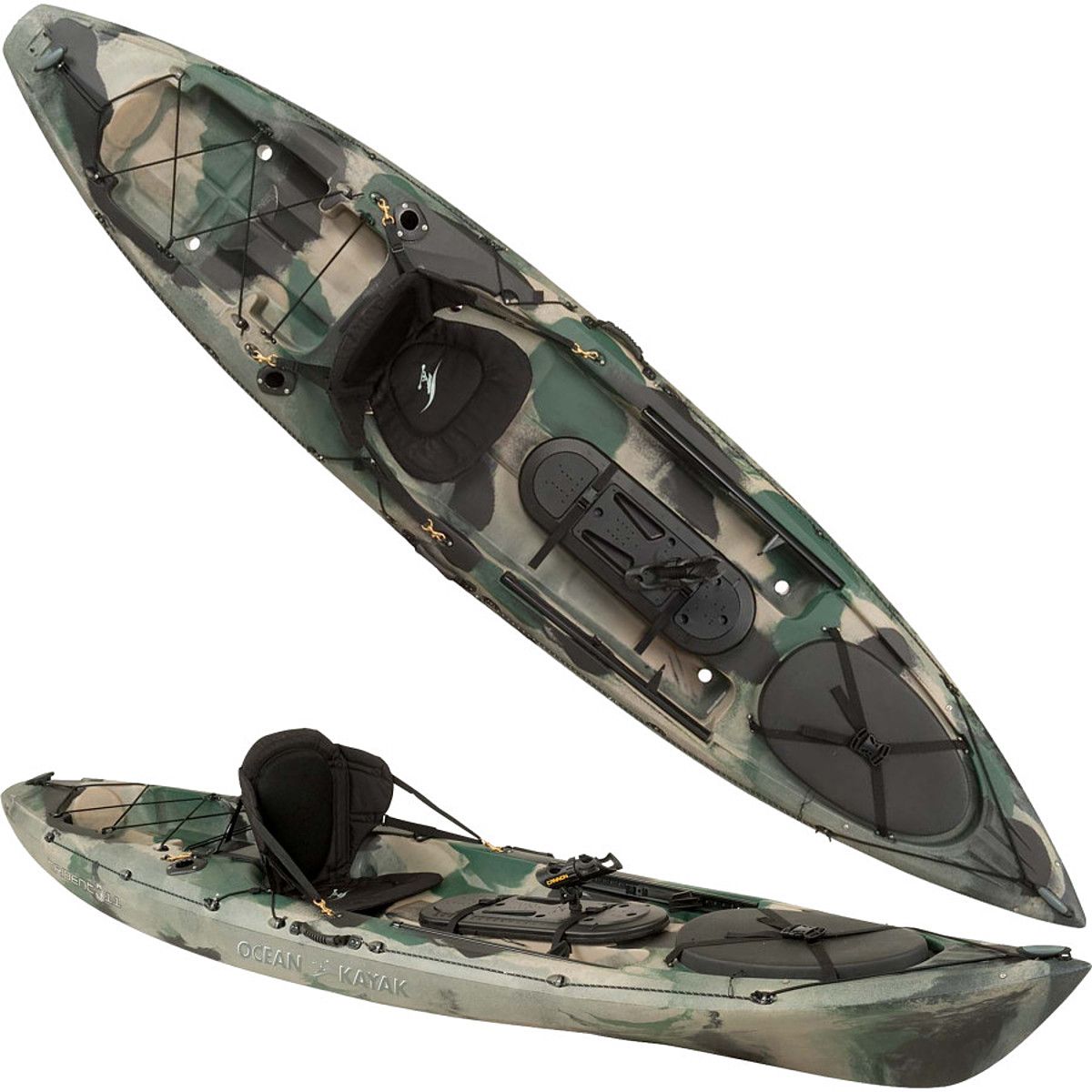 Ocean Kayak Trident 11 Angler Kayak with Rudder - Paddle