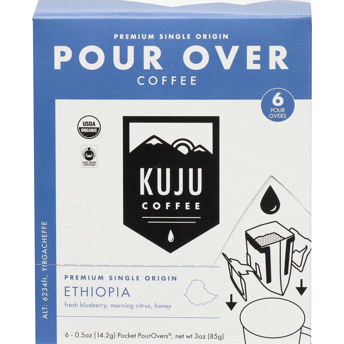 Kuju Coffee Fair-Trade Organic- Single Origin, Ethiopia- 6-Pack - Hike ...