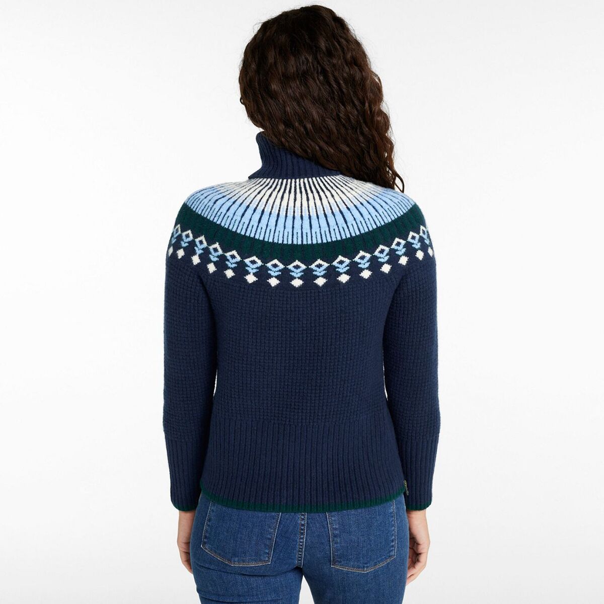 L.L.Bean Supersoft Waffle Fair Isle Turtleneck Sweater - Women's - Clothing