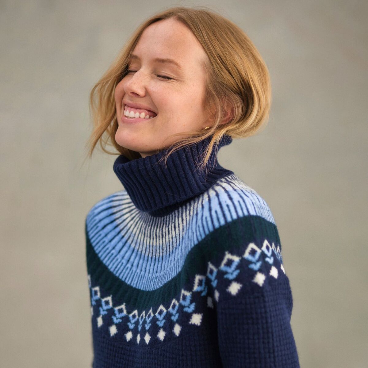 L.L.Bean Supersoft Waffle Fair Isle Turtleneck Sweater - Women's - Clothing