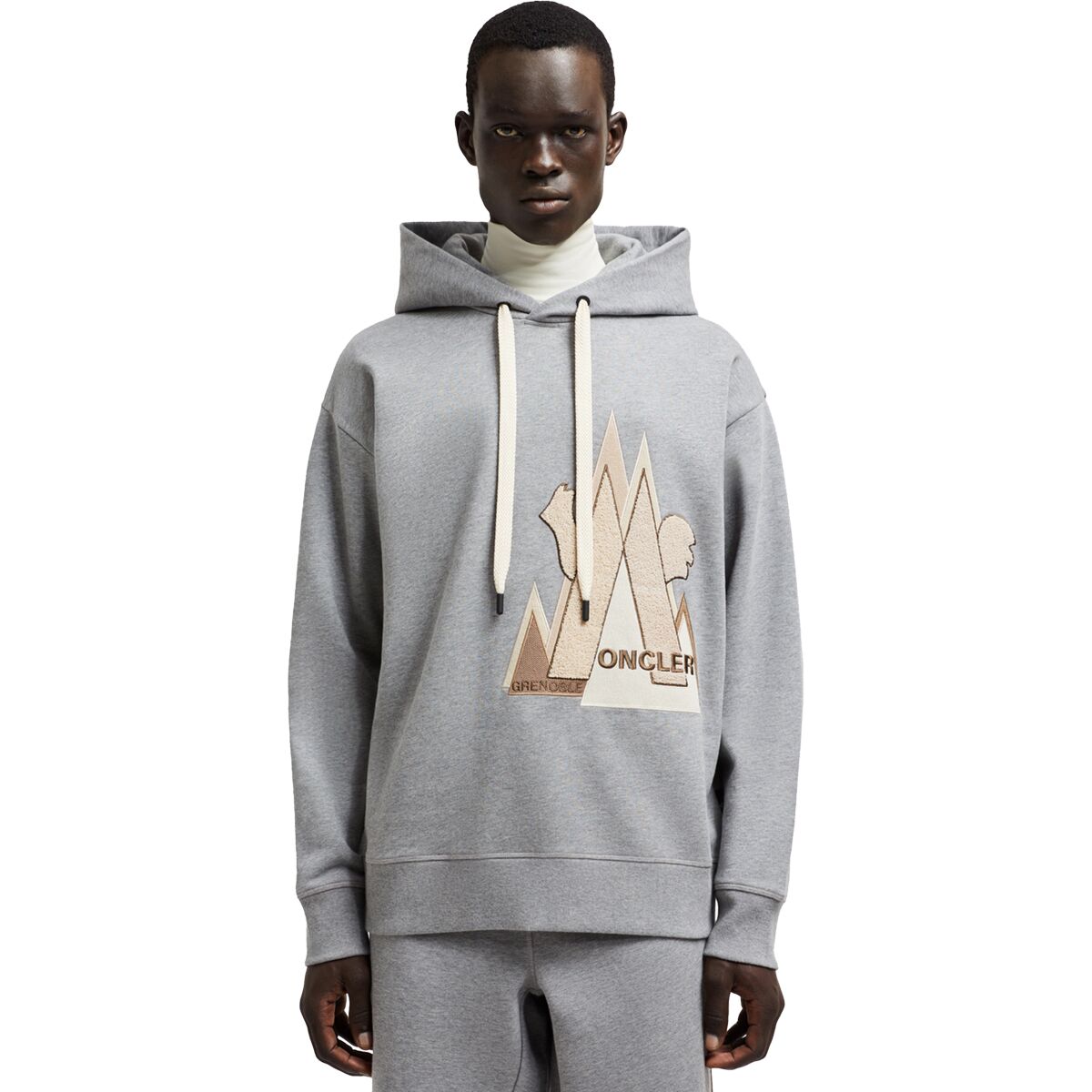 Moncler Grenoble Embroidered Mountain Logo Cotton Hoodie - Men's - Clothing
