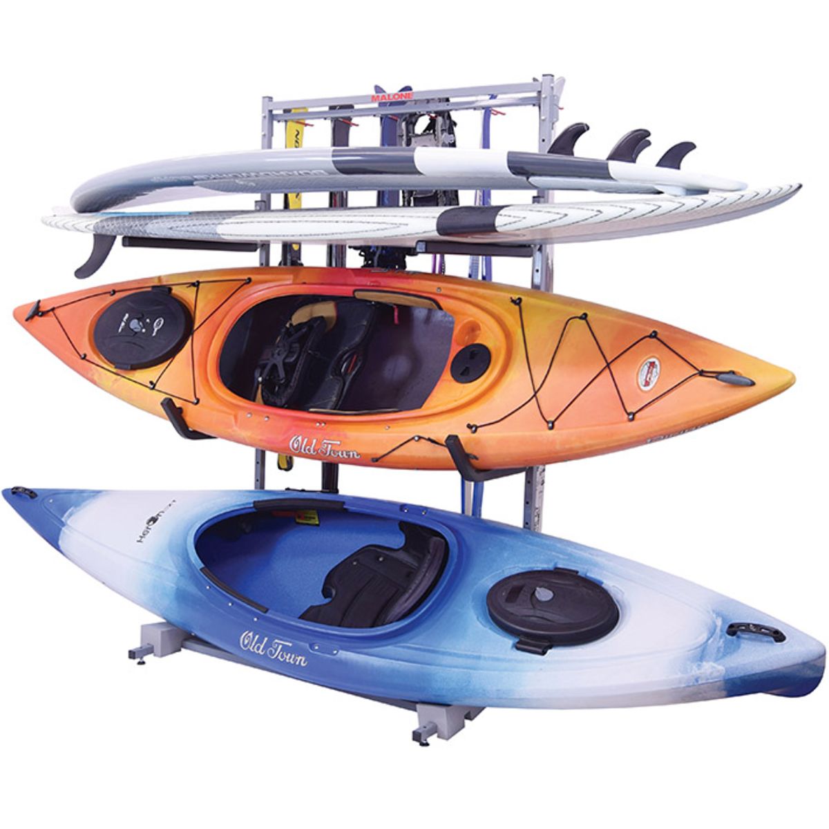 Malone Auto Racks FS Rack 2 Kayak + 2 SUP + 6 Ski Storage Rack - Paddle