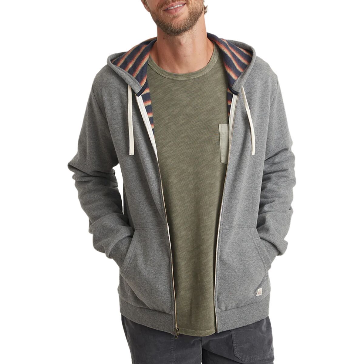Marine Layer Striped Fleece Full-Zip Hoodie - Men's - Clothing