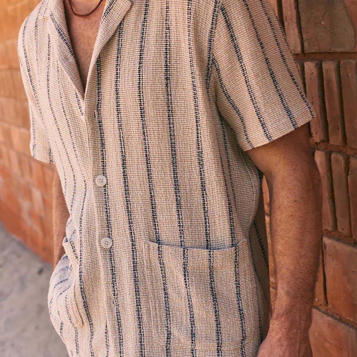 Marine Layer Open Weave Stripe Camp Shirt - Men's - Clothing