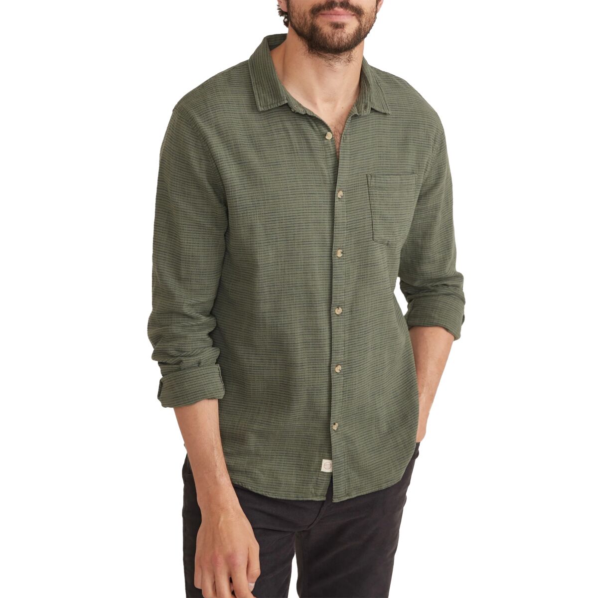 Marine Layer Long-Sleeve Classic Stretch Stripe Selvage Shirt - Men's ...