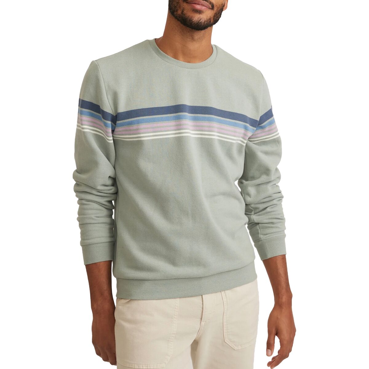 Marine Layer Chest Stripe Crewneck Sweater - Men's - Clothing