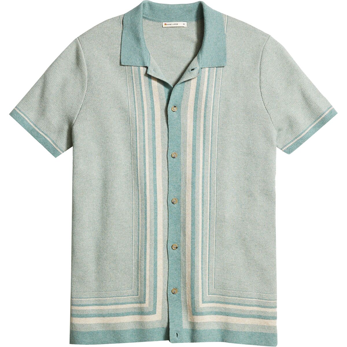 Marine Layer Short-Sleeve Border Stripe Button-Down Sweater - Men's ...