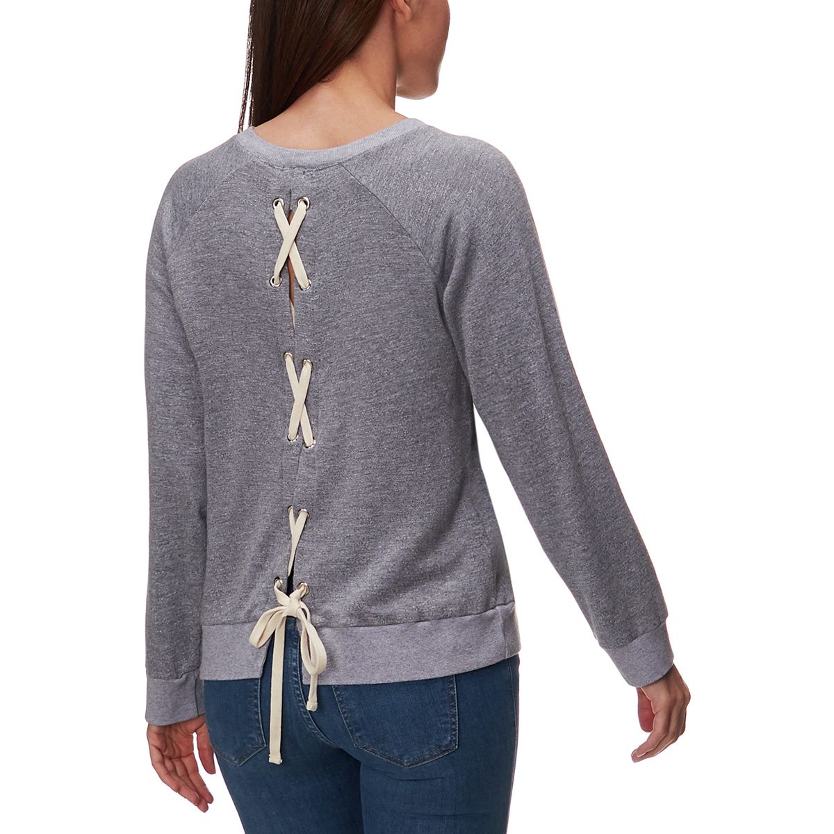 Monrow Sweatshirt with Lace Up Back - Women's - Clothing