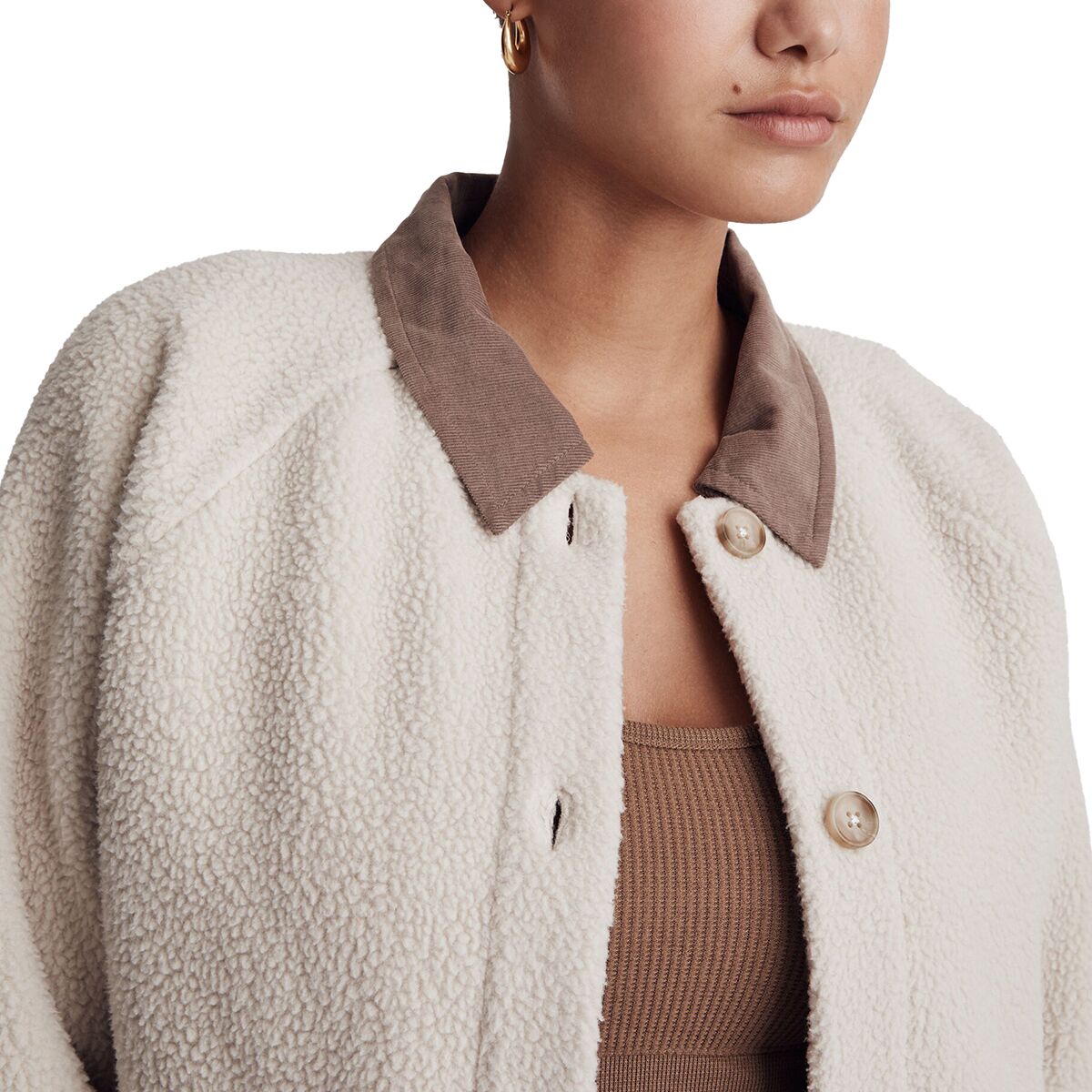 Madewell Corduroy-Trimmed Resourced Sherpa Jacket - Women's - Clothing
