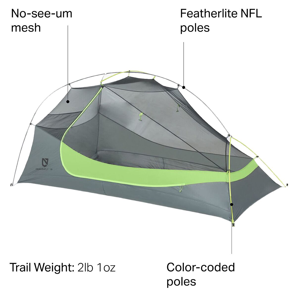 NEMO Equipment Inc. Dragonfly Tent: 1-Person 3-Season - Hike & Camp