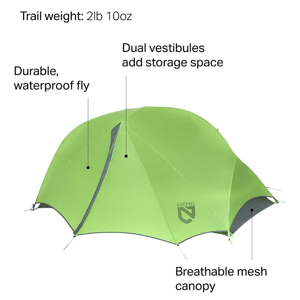 NEMO Equipment Inc. Dragonfly Tent: 2-Person 3-Season - Hike & Camp
