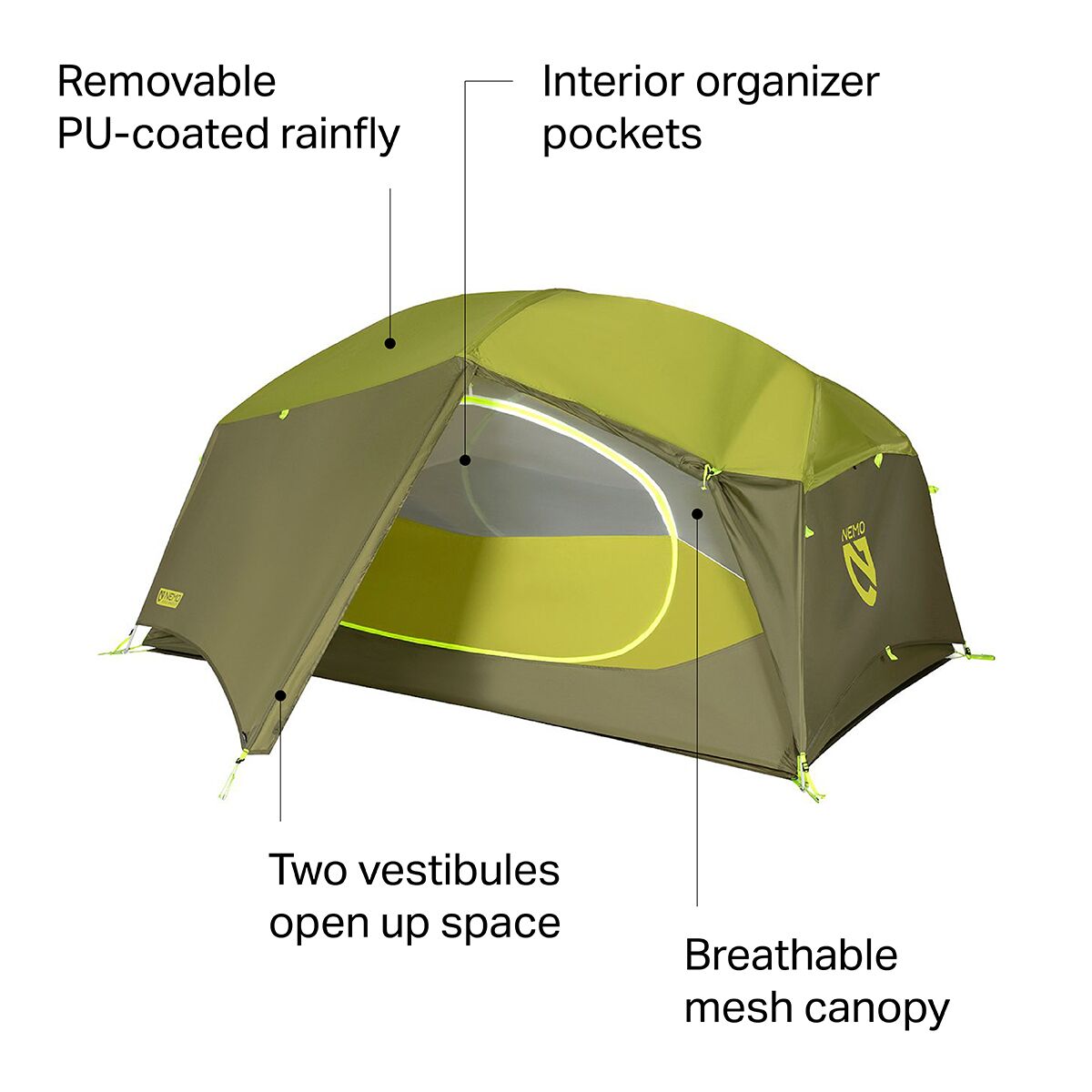 NEMO Equipment Inc. Aurora 2P Tent: 2-Person 3-Season - Hike & Camp