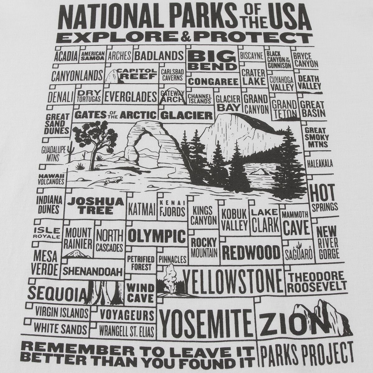 Parks Project National Parks of The USA Checklist Shirt - Clothing