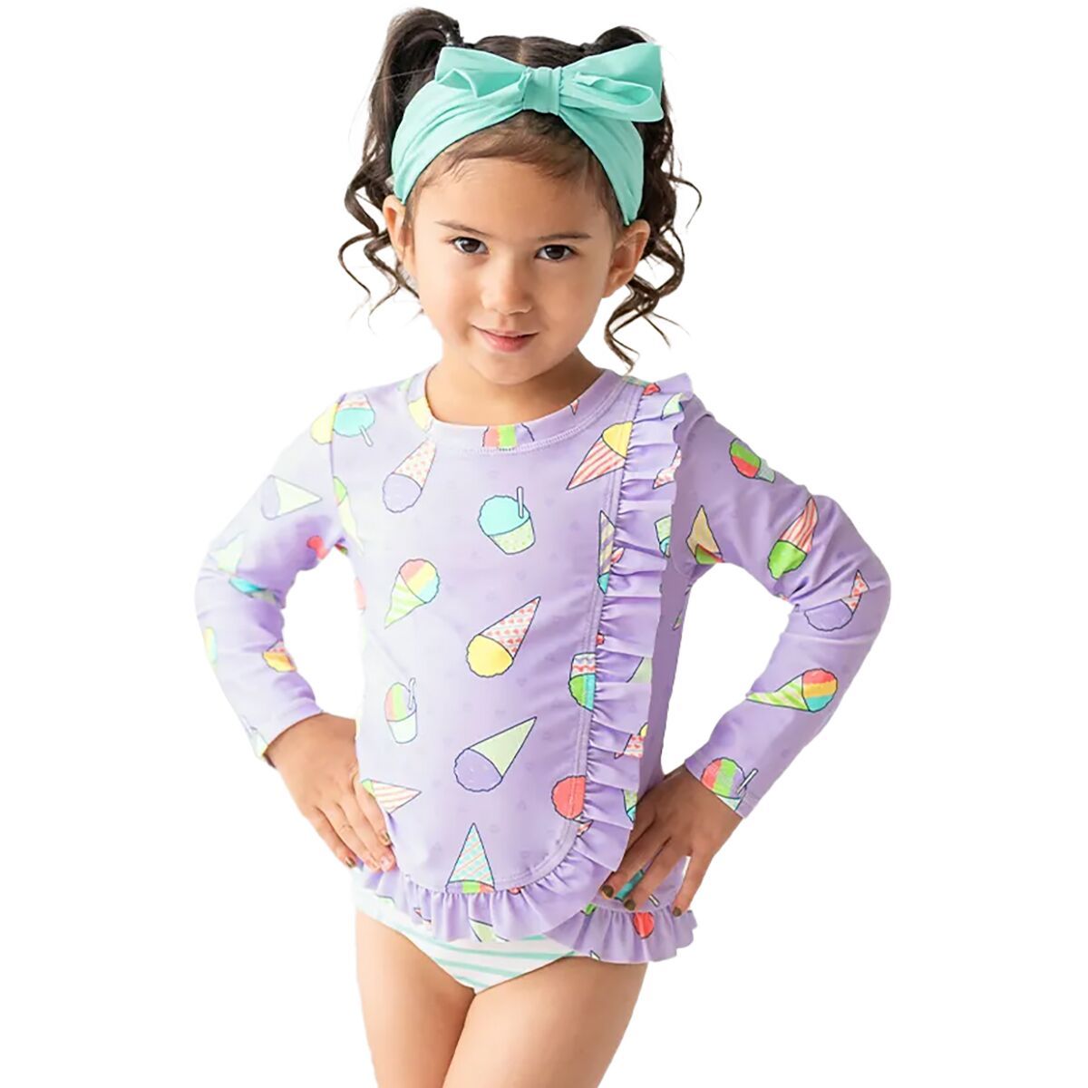 Ruffle Butts Ruffled Long-Sleeve Rash Guard 2-Piece - Toddler Girls' - Kids