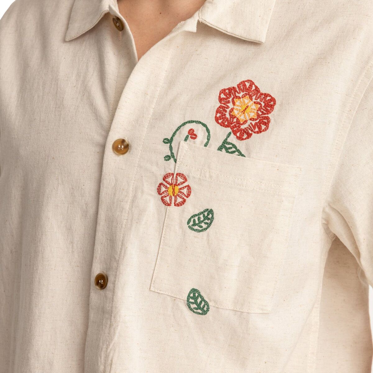 Rhythm Flower Embroidery Short-Sleeve Shirt - Men's - Clothing
