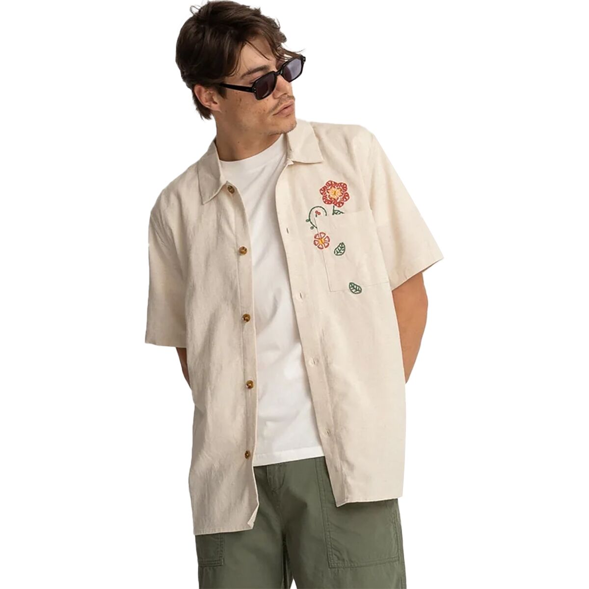 Rhythm Flower Embroidery Short-Sleeve Shirt - Men's - Clothing