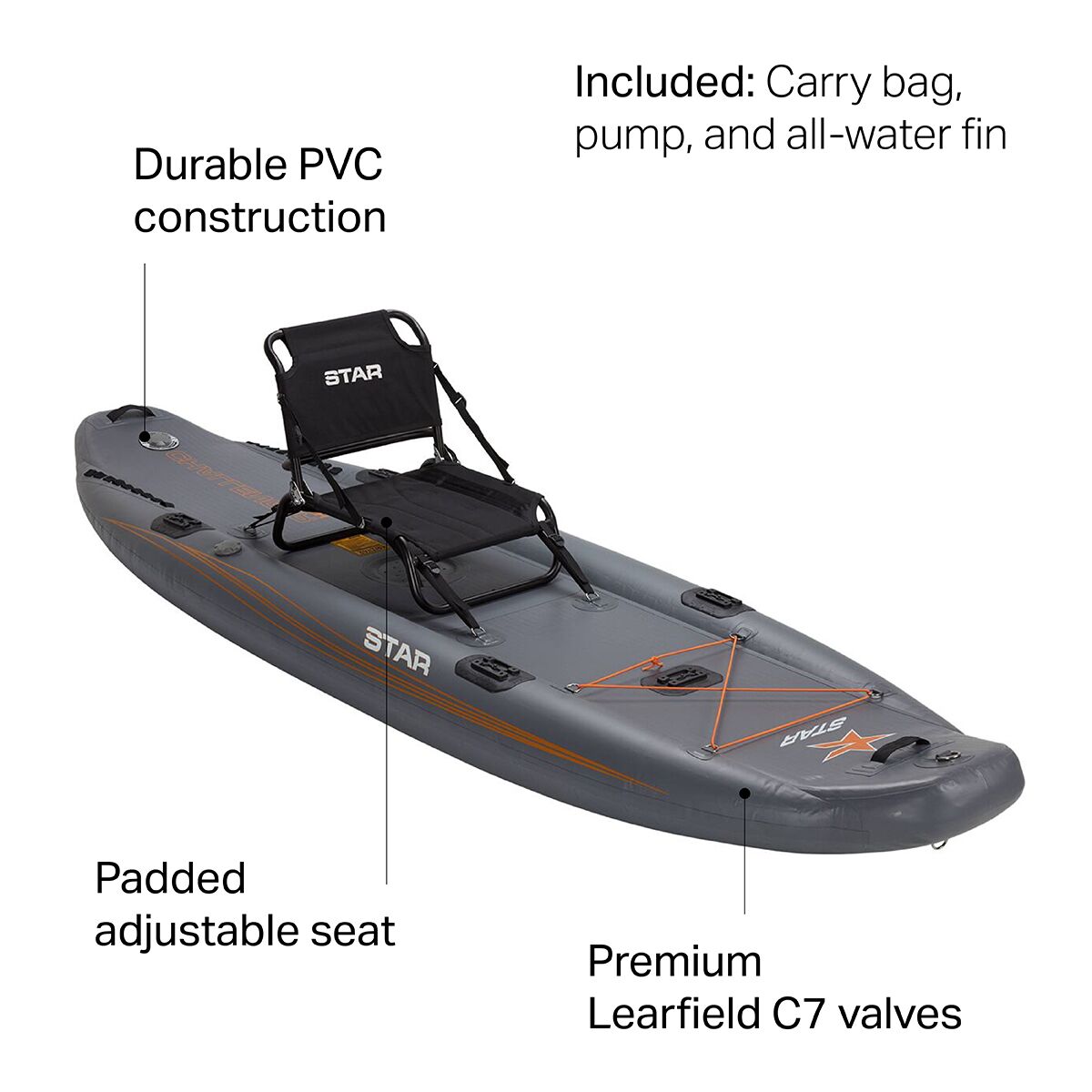 Star Challenger Inflatable Sit-On-Top Fishing Kayak - Paddle