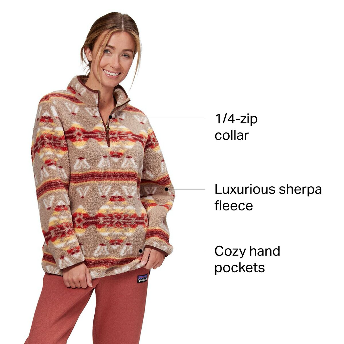 Stoic Pattern Sherpa 1/4-Zip Pullover - Past Season - Women's - Clothing