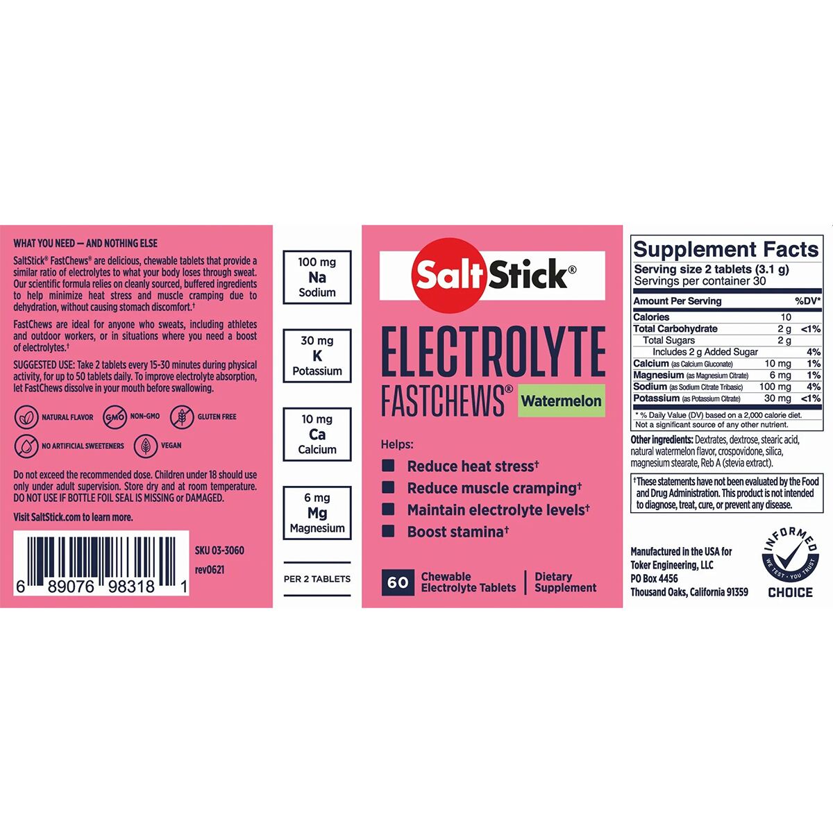 SaltStick Fastchews Chewable Electrolyte Tablets - Box of 12 Packets - Bike