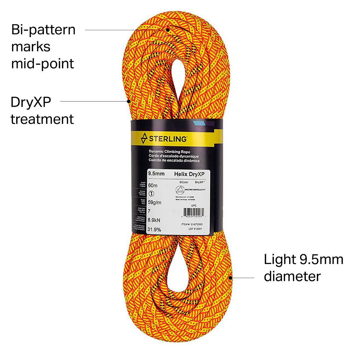 Sterling Evolution Helix DryXP Climbing Rope - 9.5mm - Climb