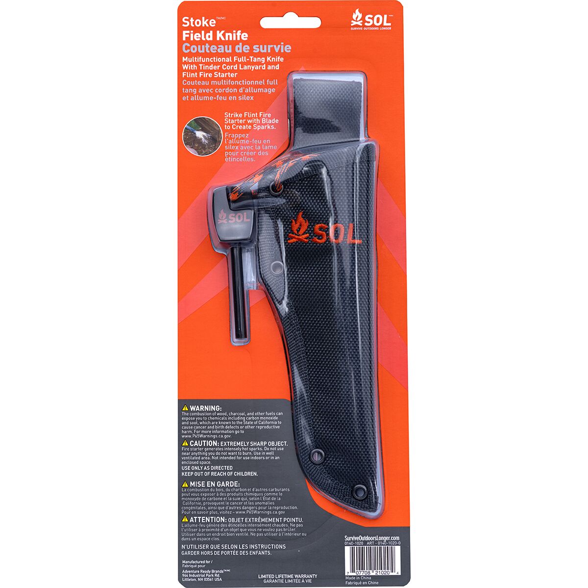 S.O.L Survive Outdoors Longer Stoke Field Knife - Hike & Camp