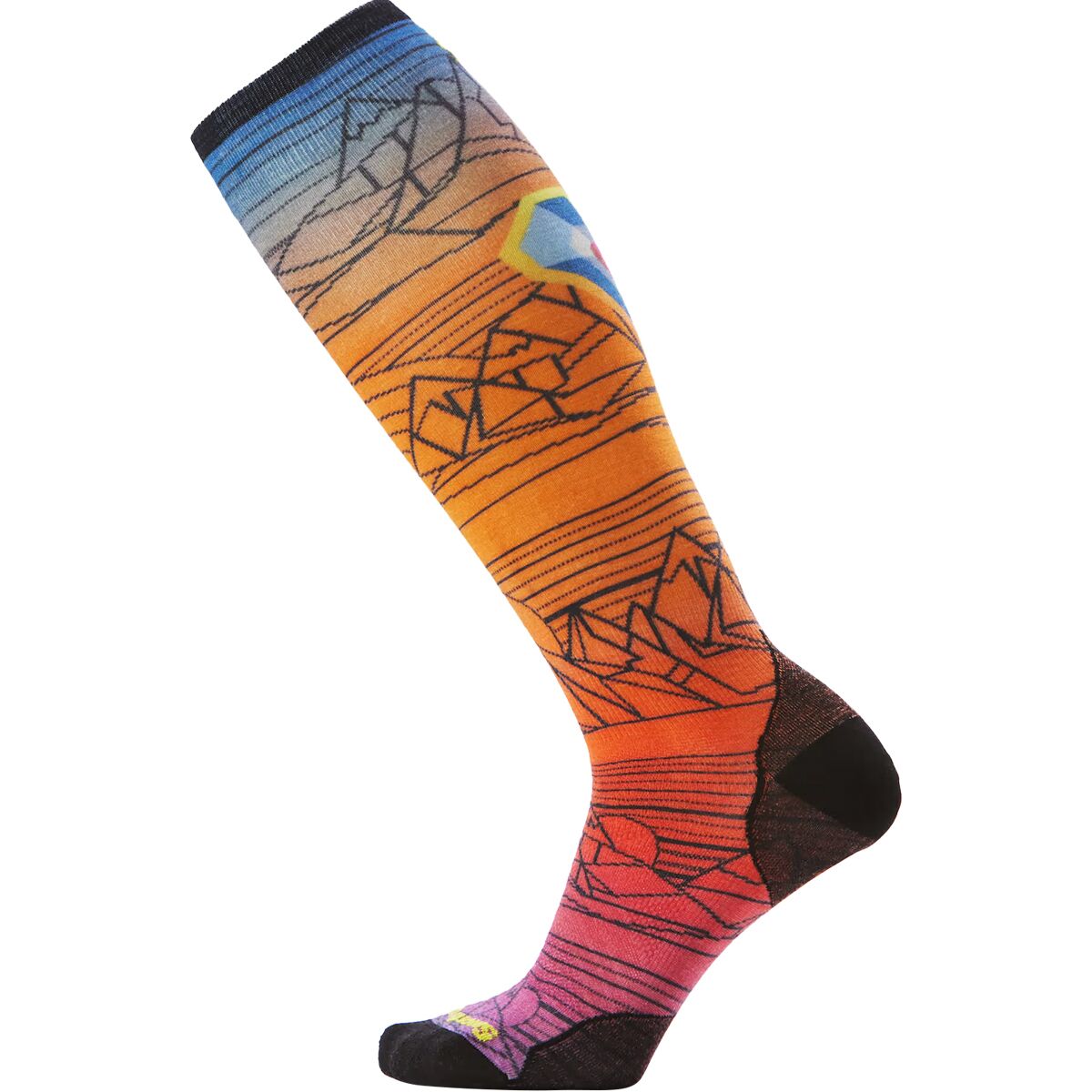 Smartwool Ski Zero Cushion Geo Peaks Print OTC Sock - Men's - Accessories