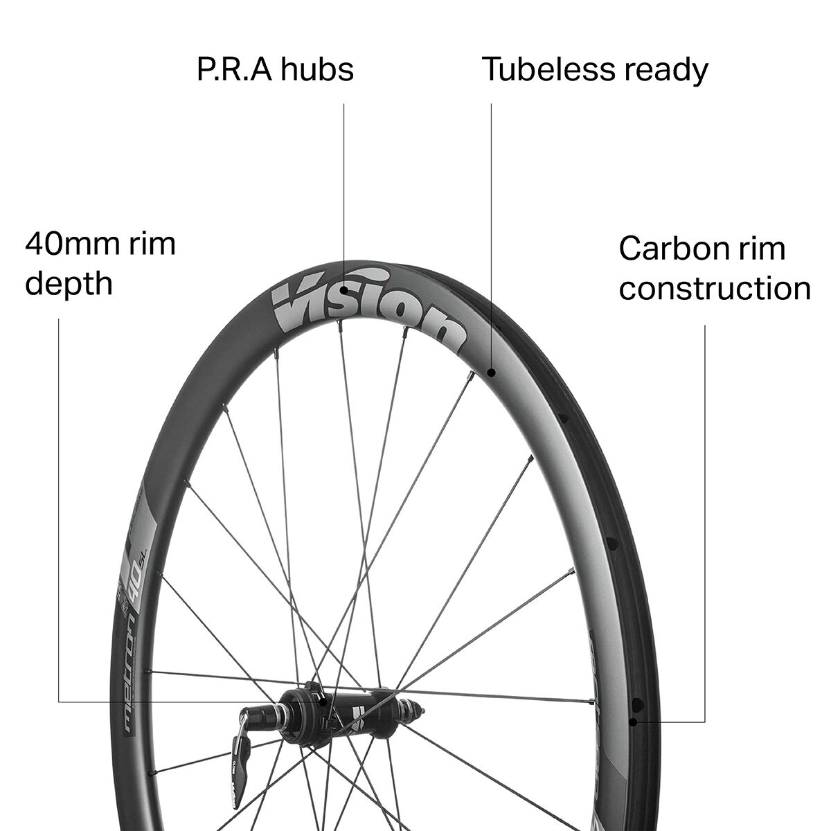 Vision Metron 40 Disc Wheelset - Tubeless - Bike