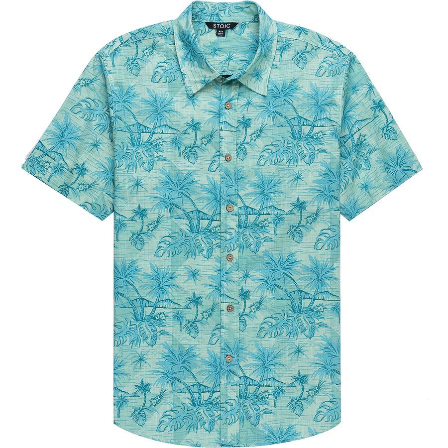 Stoic Island Print Short-Sleeve Button-Down Shirt -Men's - Clothing